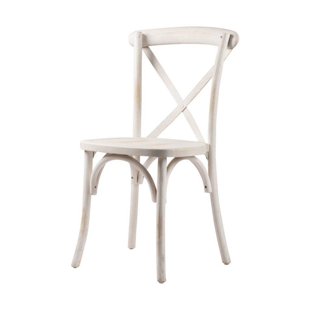 White Cross Back Chair - B & B Party Rentals